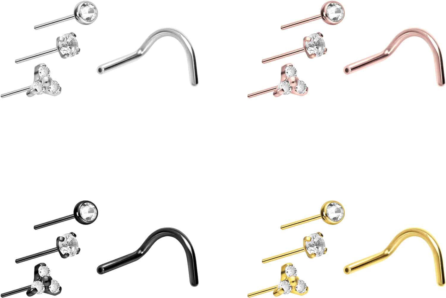 Titan Nasenstecker Spirale mit Push Fit AUFSATZ MIX | PIERCINGLINE